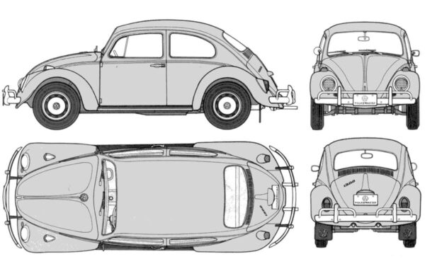 Volkswagen Beetle Classic car CAD block | AppisCAD