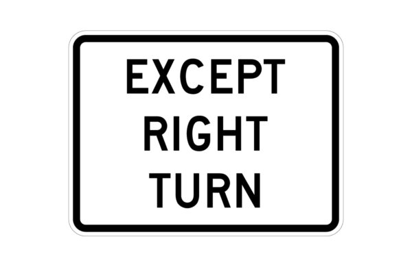 Except Right Turn Sign CAD Block - MUTCD R1-10P | AppisCAD