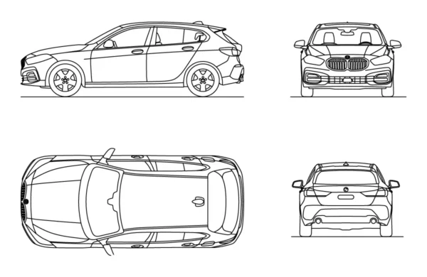 BMW Series-1-2023-AT car CAD block (DWG PDF SVG) | AppisCAD